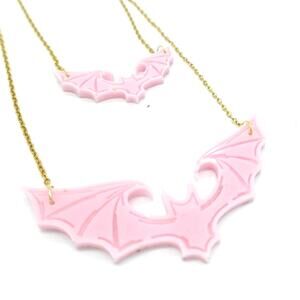 Handmade | Jewelry | Pink A Boo Winged Pink Bat Necklace On A Gold Tone ...